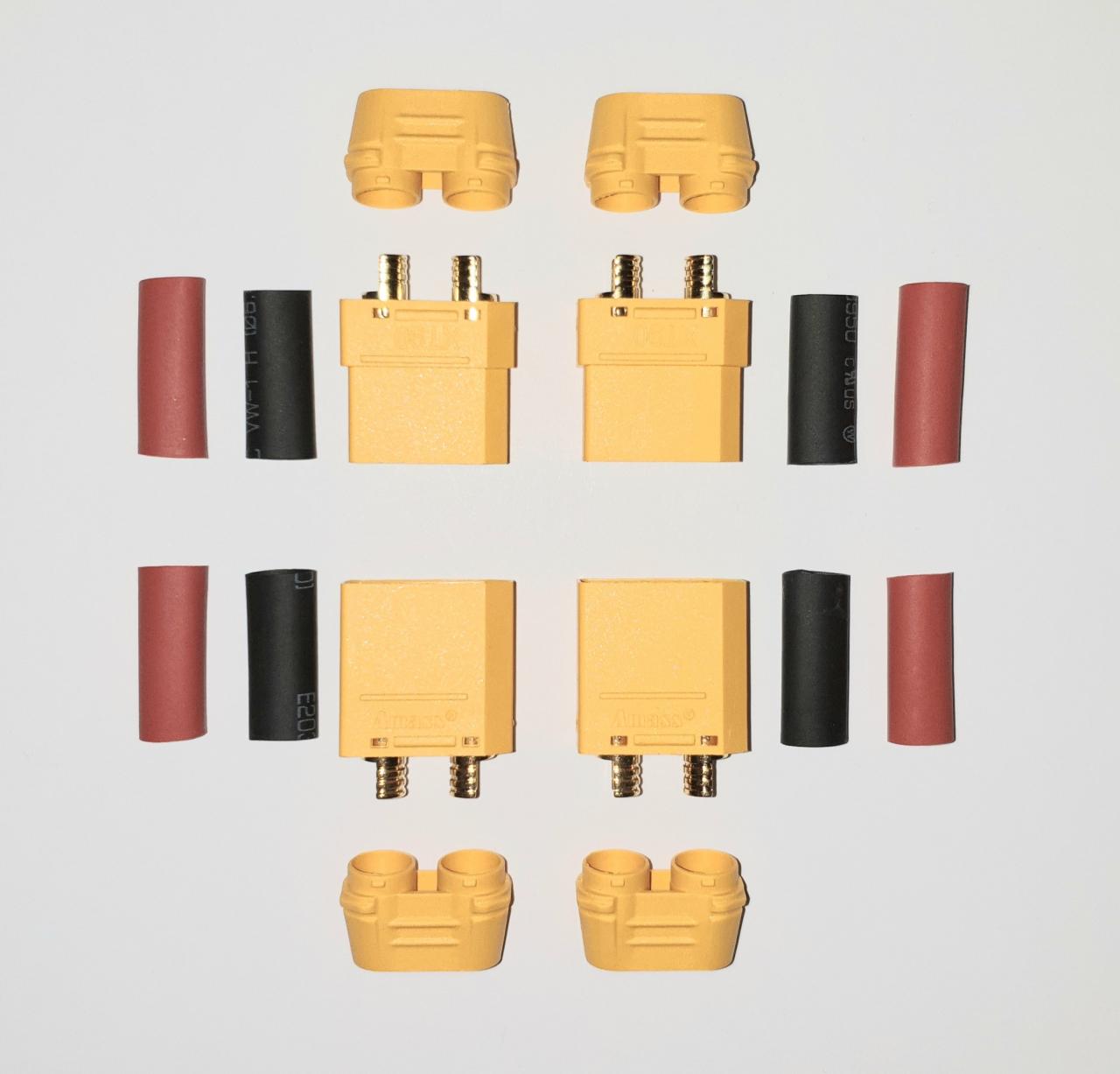 Amass XT90 - Stecker - Buchse (2 Paar) plus Schrumpfschlauch, AM-XT90SET